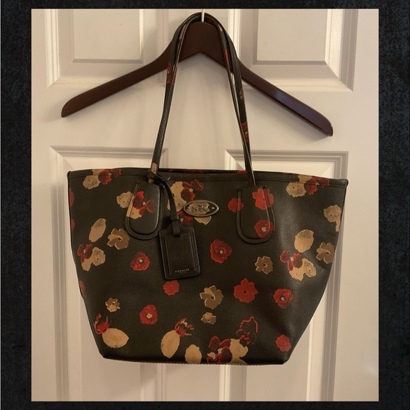 Coach | Bags | Coach Floral Taxi Tote Black | Poshmark